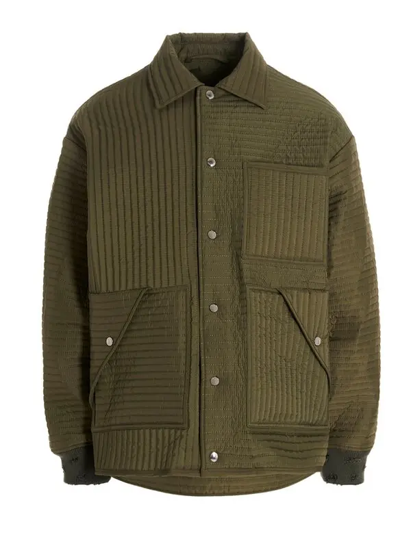 Khrisjoy Chore Quilted Stripes Down Jacket - Green
