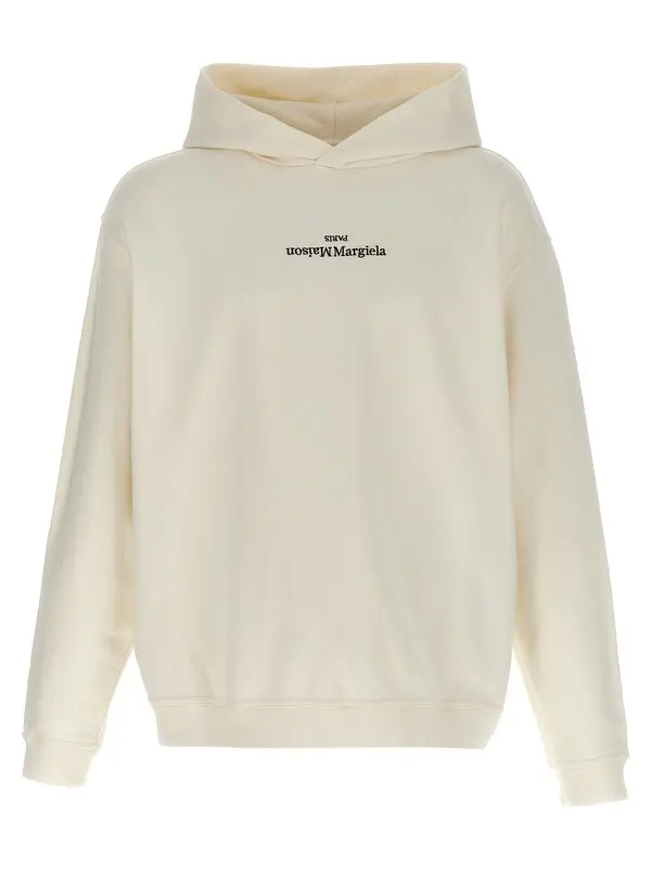 MAISON MARGIELA Logo Embroidered Hoodie - White