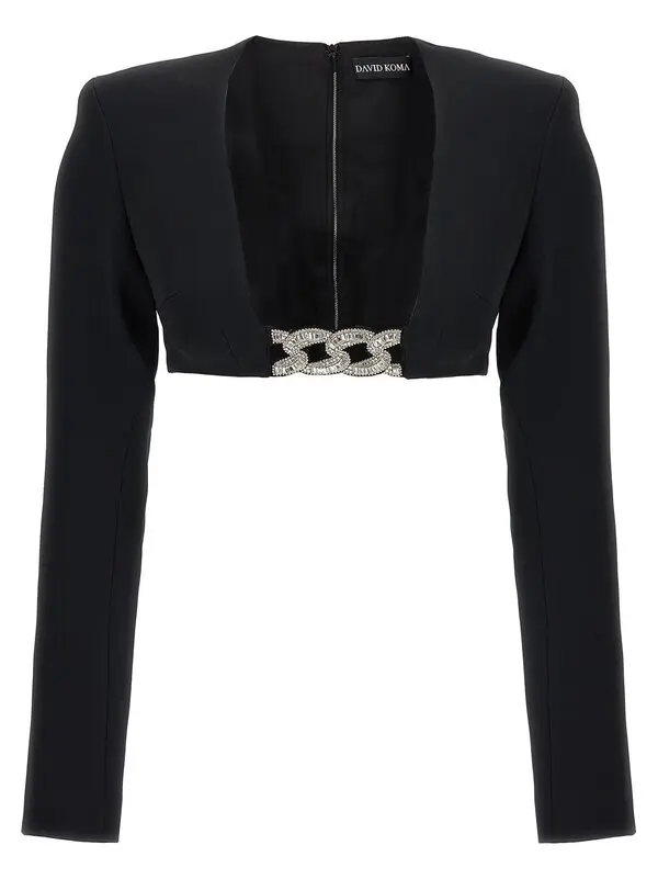 David Koma 3d Crystal Chain Top - Black