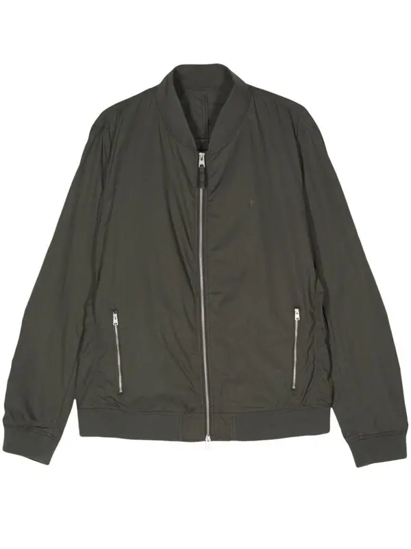 All Saints Bassett Ramskull-Embroidered Bomber Jacket Green