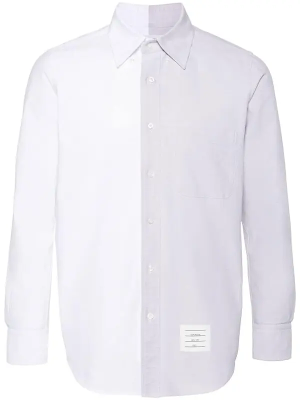 Thom Browne Colour-block Cotton Shirt - Grey