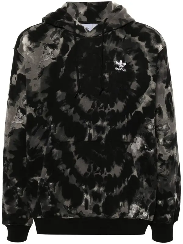 Adidas Tie-Dye Trefoil-Logo Hoodie Black Editorialist