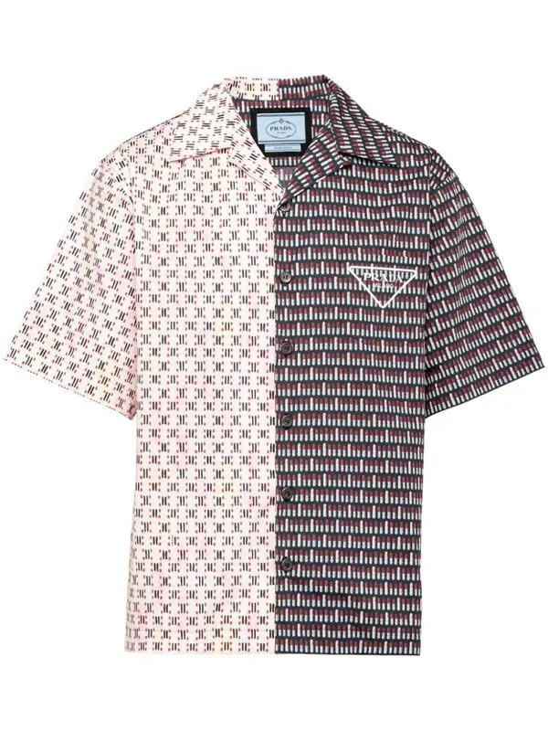 Prada Colour-block Cotton Shirt - Black