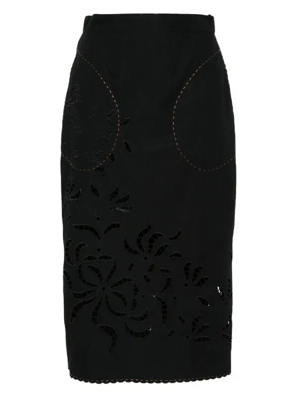 Vita Kin Cut-embroidered Cotton Pencil Skirt