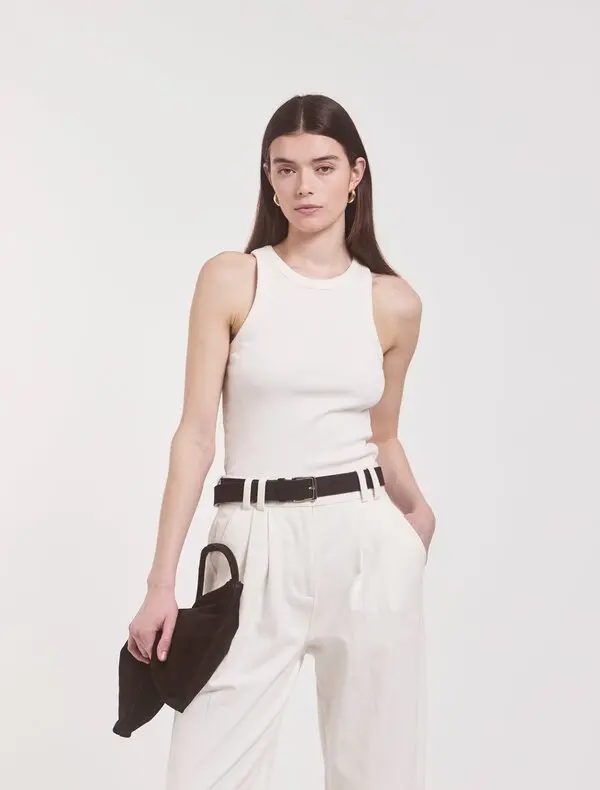 NINETY PERCENT Rib Tank In Organic Cotton - Chalk White