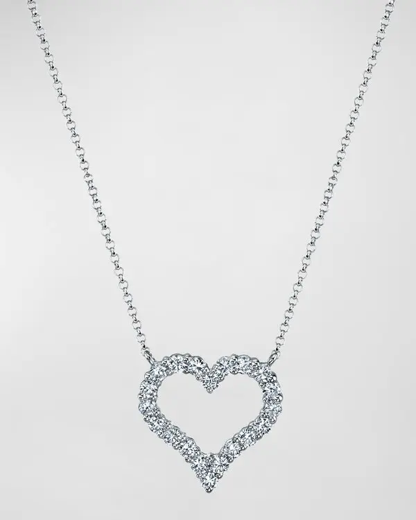 Neiman Marcus 18k Gold 1.30ctw Diamond Heart Pendant Necklace - White Gold