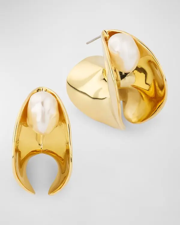 Cult Gaia Shira Pearl Earrings - Brass
