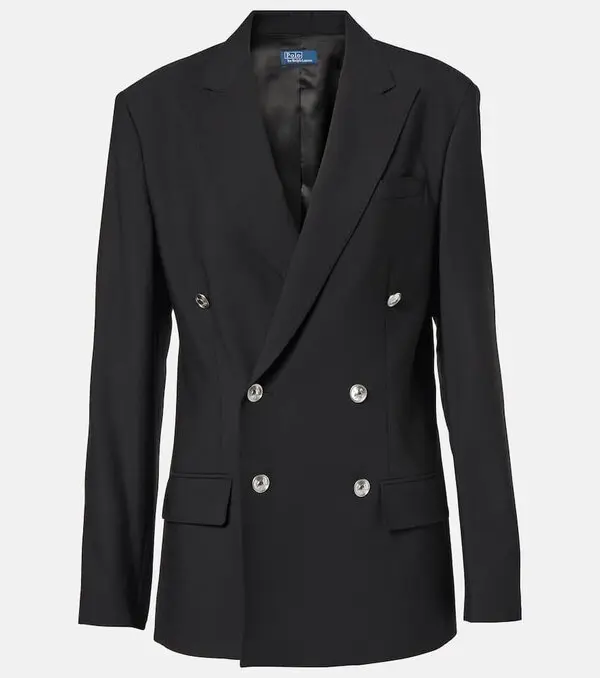 Ralph Lauren Double-breasted Wool-blend Blazer - Black