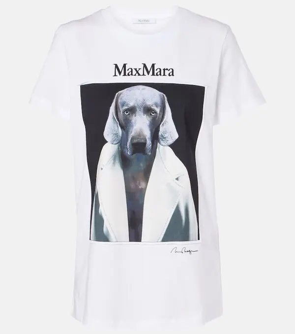 Max Mara Cipria Printed Cotton Jersey T-Shirt In White - 30% Off 