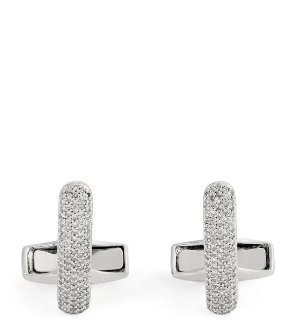 Tateossian Sterling And Diamond Baton Cufflinks