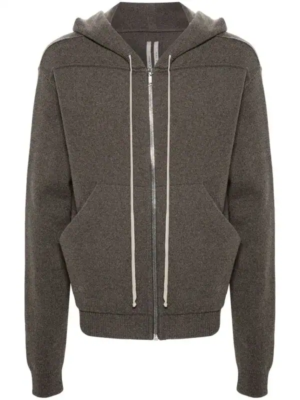 Rick Owens Fine-Knit Zip-Up Hoodie In Grey - 50% Off | Editorialist