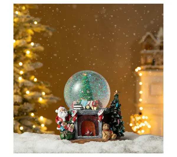 GLITZHOME Lighted Musical Christmas Scene Snow Lobe