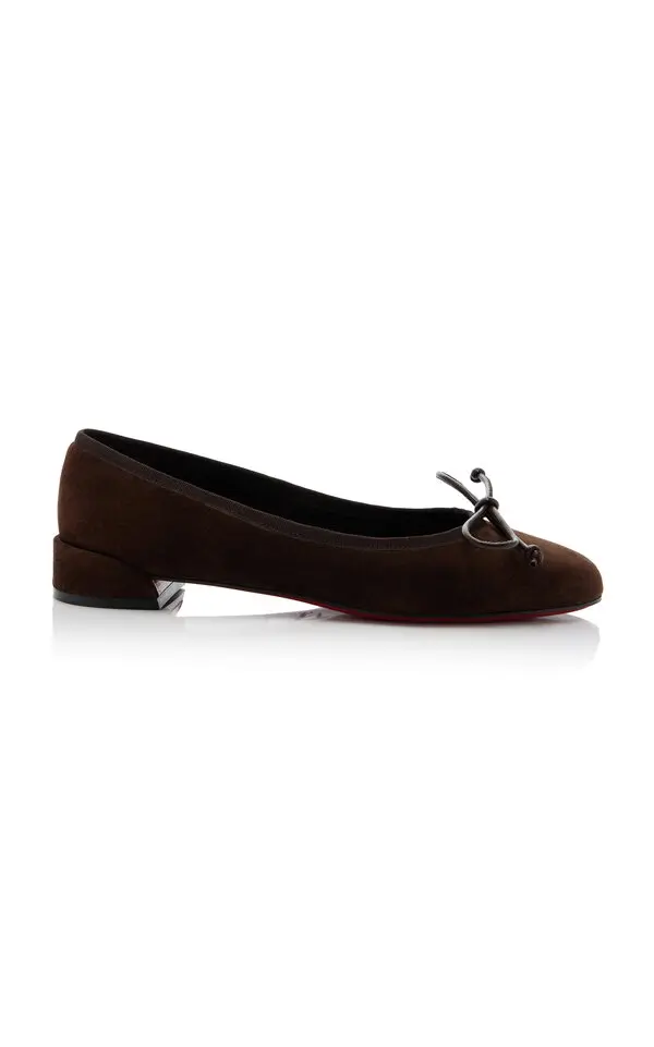 CHRISTIAN LOUBOUTIN Sweetie Jane Veau Velours Ballet Flats - Brown