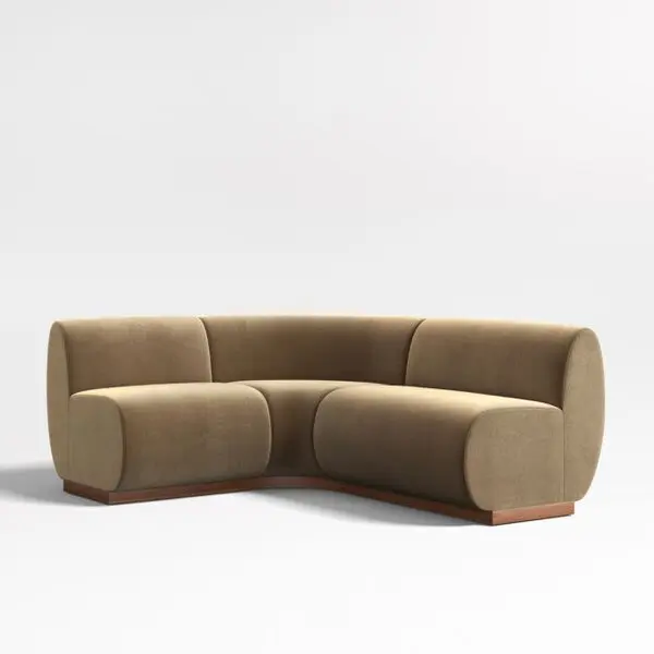 Crate Barrel Leandro Ochre Single L-Shaped Loveseat Dining