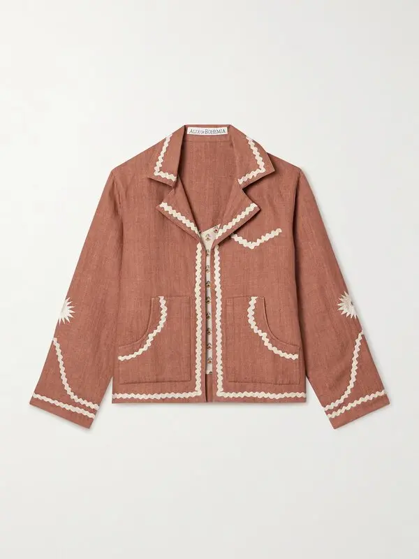 Alix Of Bohemia Western Ricrac-trimmed Linen Jacket