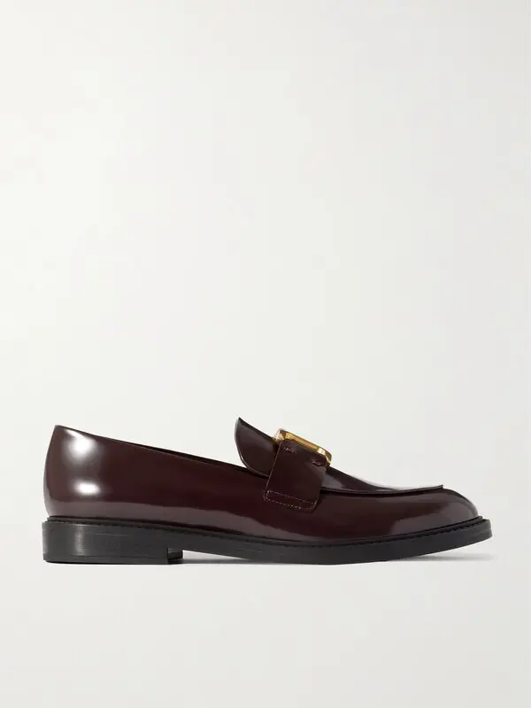 Chloé Marcie Embellished Leather Loafers - Burgundy