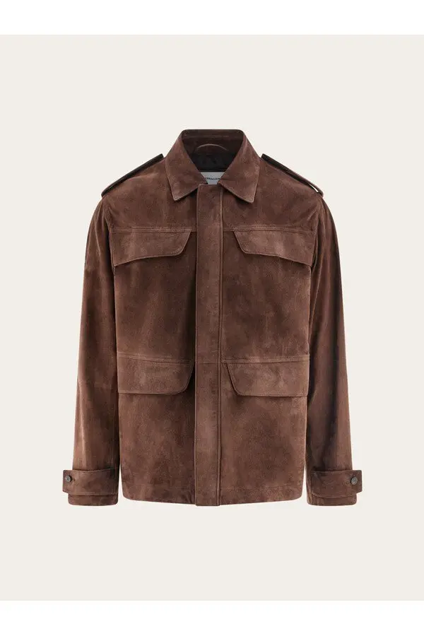FERRAGAMO Suede Saharan Jacket - Red