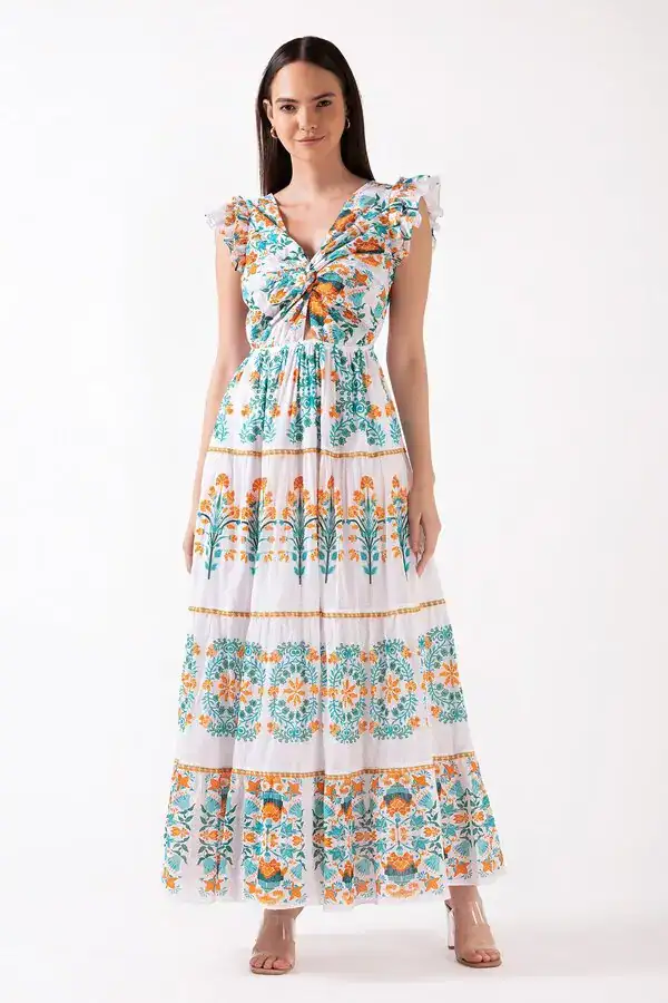 white christmas dresses CELINA MOON Long Sleeve Shell Print Midi Dress – VinNews Recommendations