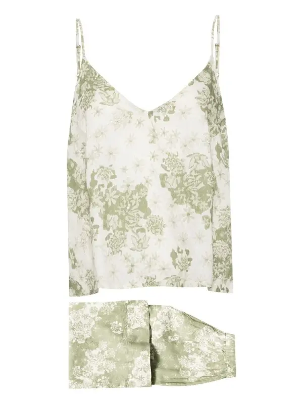 Desmond & Dempsey Flowers Of Time Linen Camisole Pyjama Set