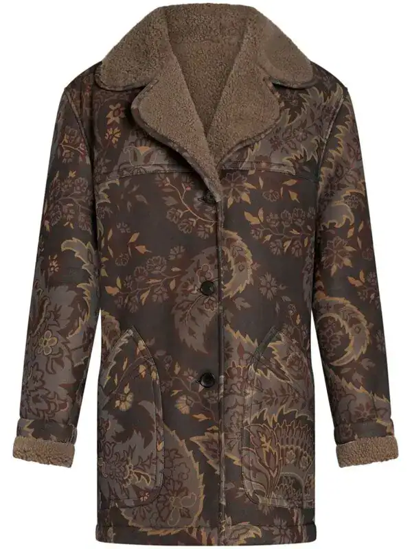Etro Paisley-Print Shearling Jacket In Brown 40% Off Editorialist