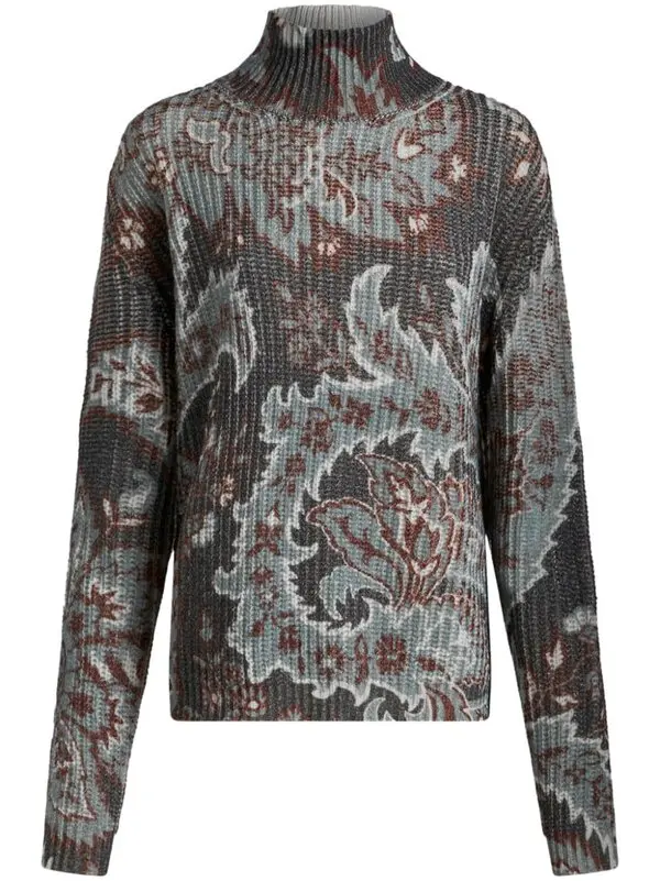 Etro Floral-print Wool Sweater - Blue