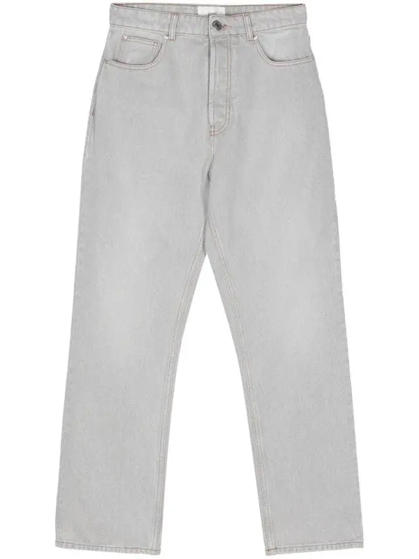 Ami Logo-patch Tapered Jeans - Grey