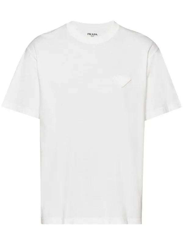 PRADA　白tシャツ Prada Logo-Embroidered Jersey T-Shirt - Bergdorf Goodman