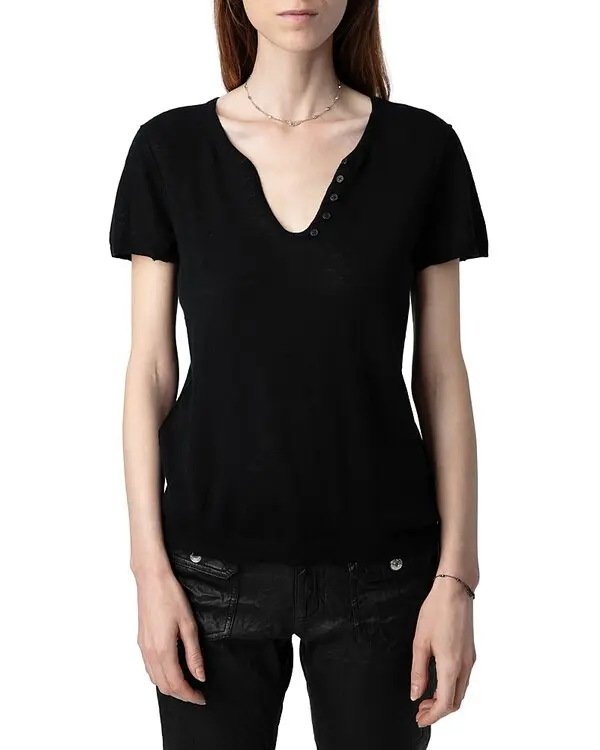 Zadig&Voltaire Celsy Cashmere Henley Sweater - Noir