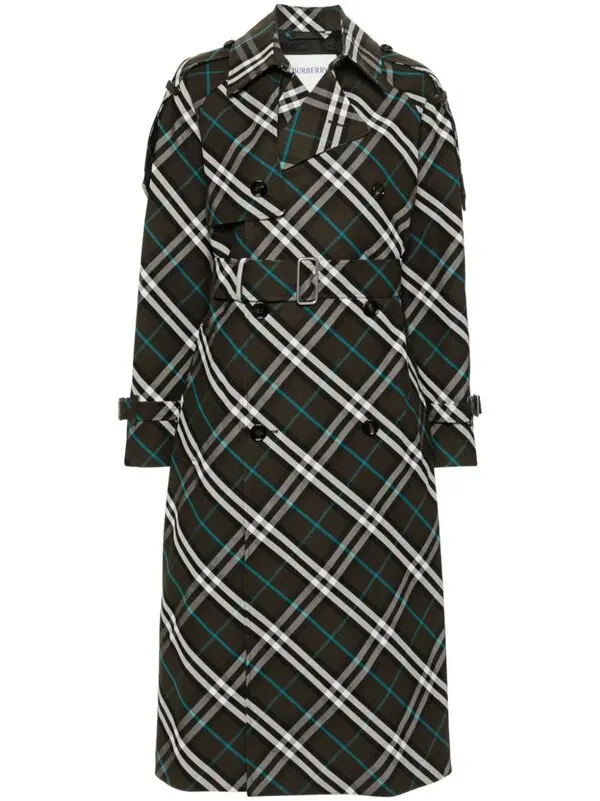 Burberry Long Check Cotton-blend Trench Coat