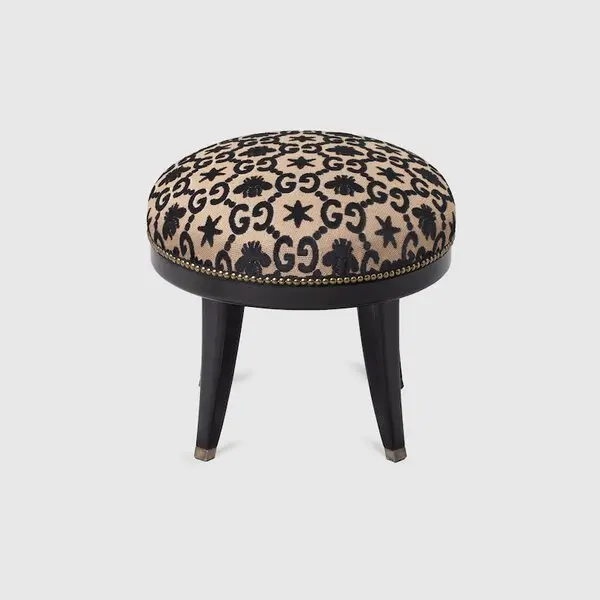 Gucci Gg Bee And Star Jacquard Round Stool - Black