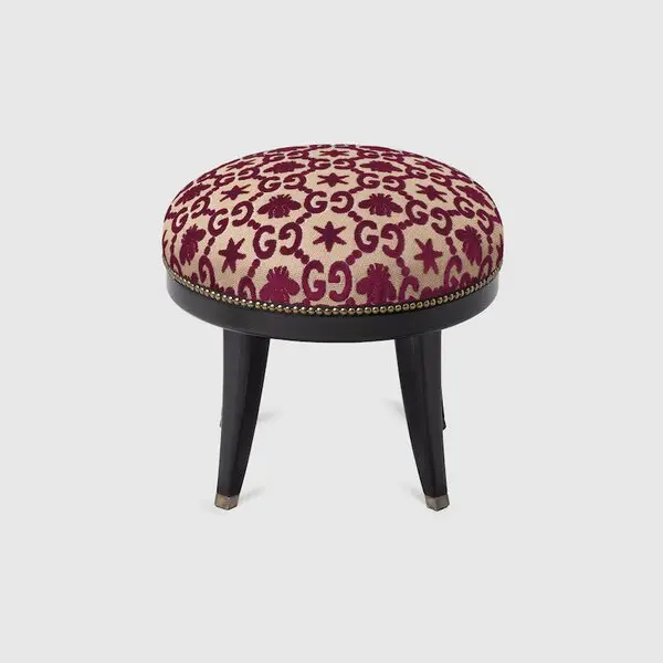Gucci Gg Bee And Star Jacquard Round Stool - Red