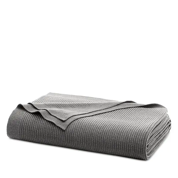 Boll Branch Ribbed Knit Blanket, Full/Queen Stone Editorialist