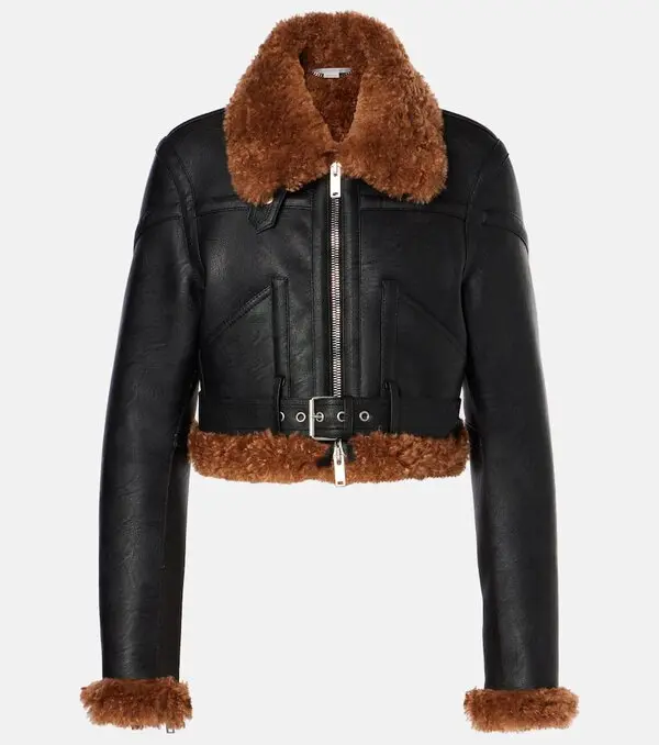 Stella McCartney Cropped Faux Leather Biker Jacket