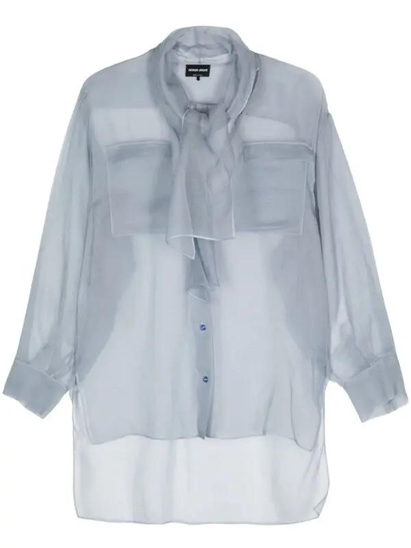 Giorgio Armani Scarf-detail Organza Shirt