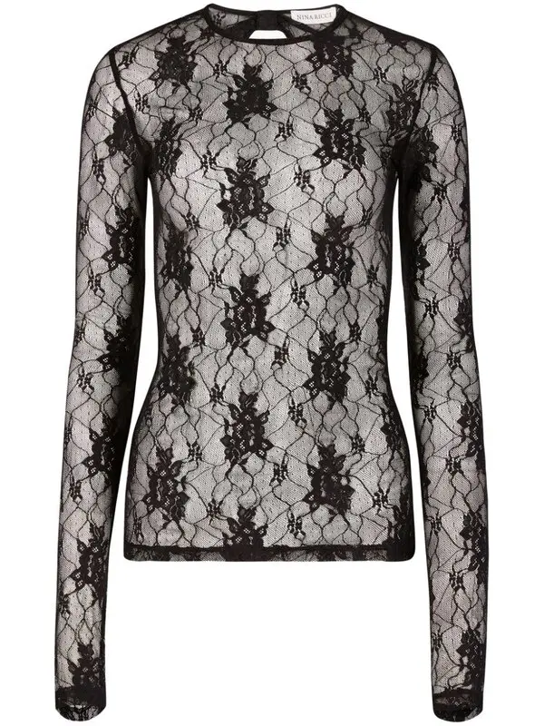 Nina Ricci Floral-lace Open-back Top