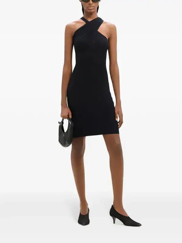 criss cross bodycon mini dress Jersey - Black - 36 cross back Invisible zipper