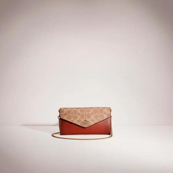 Coach Restored Envelope Chain Wallet In Colorblock Signature Canvas