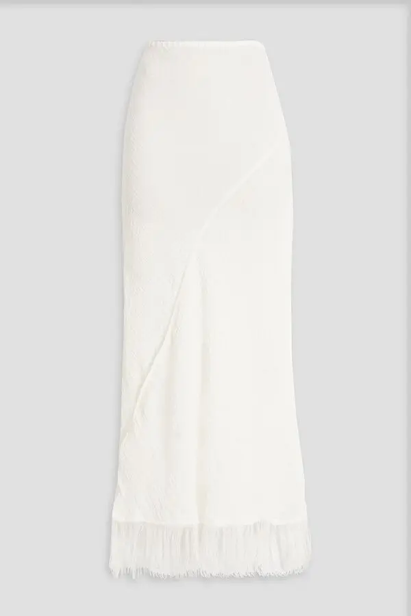 Acne Studios Linen-blend Midi Skirt With Fringed Trim