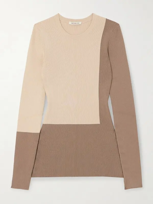 PETER DO Color-block Ribbed-knit Pullover