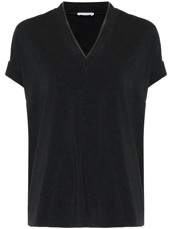 Brunello Cucinelli Monili-chain Cotton T-shirt - Grey