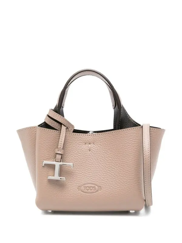 TOD'S Micro Leather Tote Bag - Neutrals
