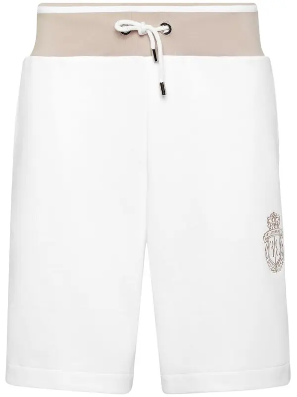BILLIONAIRE Logo-embroidered Cotton Track Shorts - White