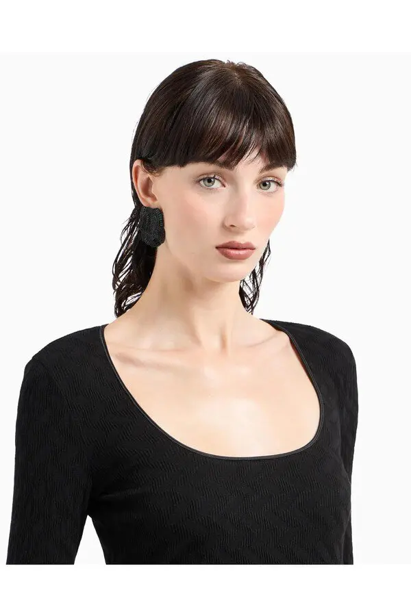 Giorgio Armani Viscose And Cashmere Jacquard Jersey Jumper - Black