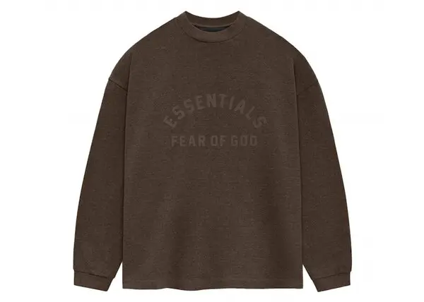 Fear Of God Essentials Core Collection Heavy Long Sleeve Tee Shirt - Heather Wood