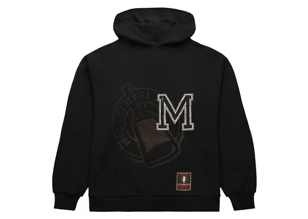 TRAVIS SCOTT X Mitchell & Ness Mississippi State Bulldogs Overlap Pullover Hoodie - Black
