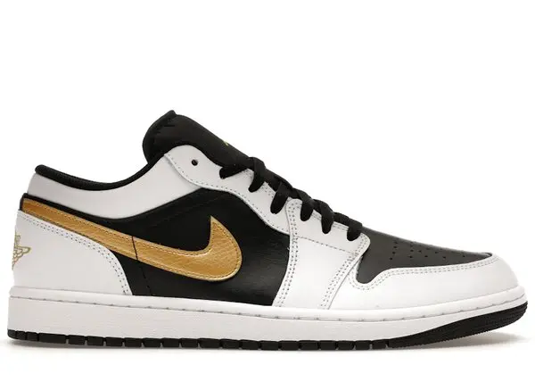 JORDAN 1 Low Swoosh Sneakers - White/black/metallic Gold