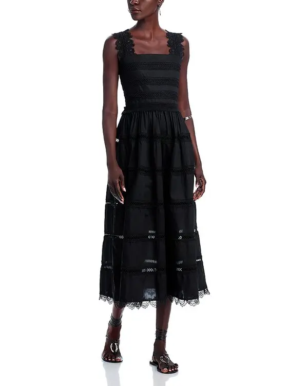 Waimari Kate Lace Trim Midi Dress In Black - 58% Off | Editorialist
