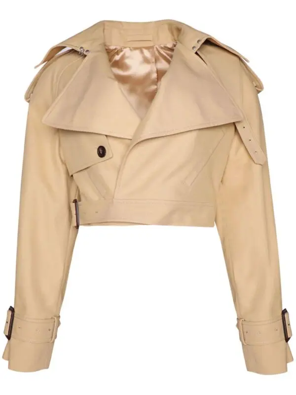 Wardrobe.NYC Perfecto Cropped Trench Jacket - Neutrals