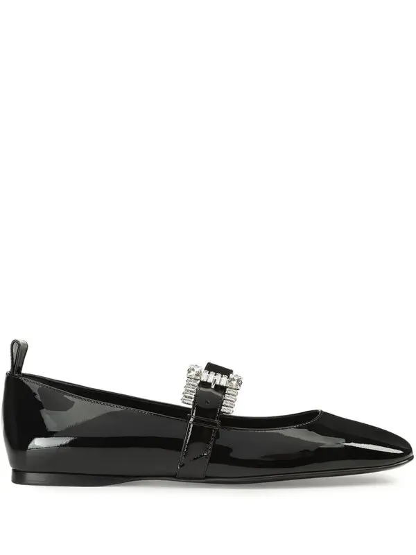 SERGIO ROSSI Sr Twenty Leather Ballerina Flats - Black