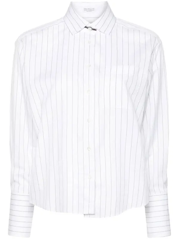 Brunello Cucinelli Pinstriped Cotton-silk Shirt